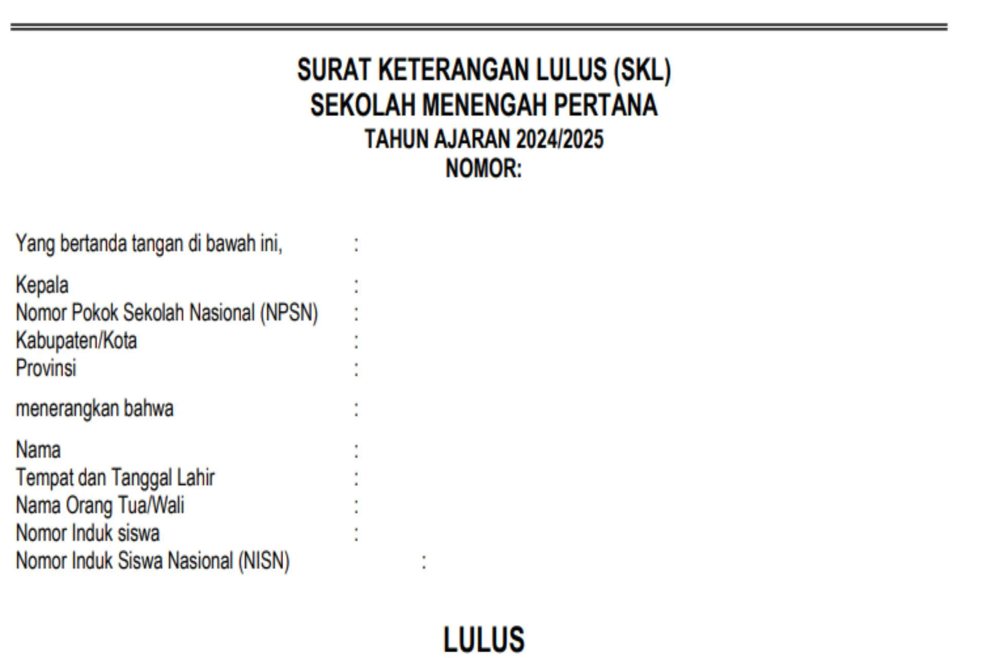 Link Download PDF Surat Keterangan Lulus SKL untuk Pendaftaran SPMB ...