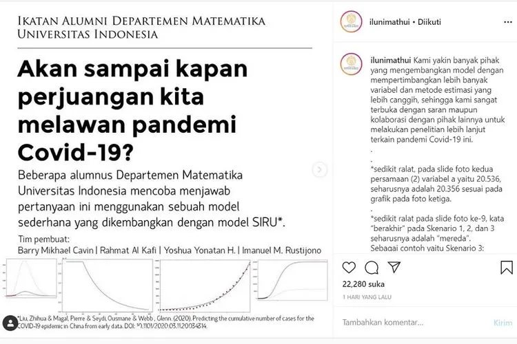 Perhitungan Alumni Matematika UI, 16 April Puncak Corona Indonesia ...